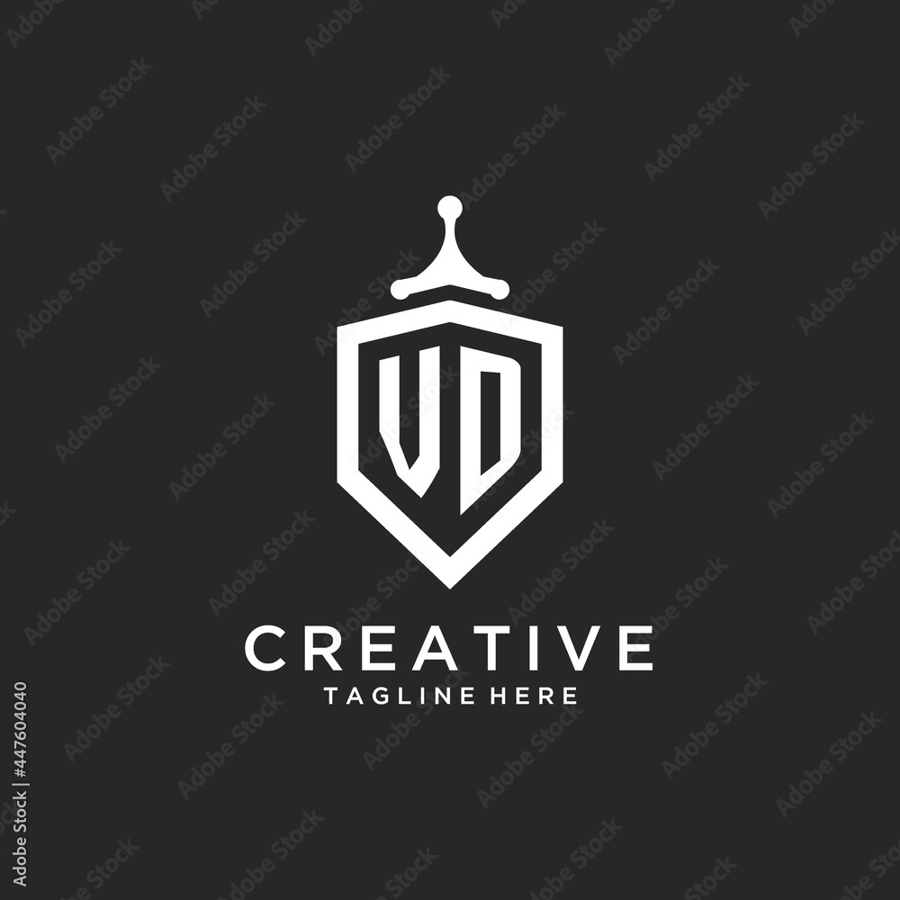 VD monogram logo initial with shield guard shape design Stock Vector ...