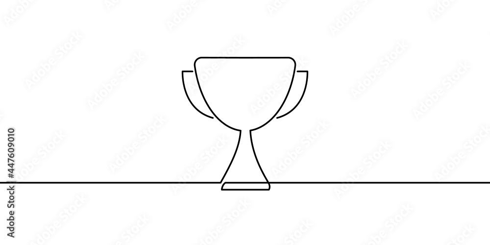 Continuous line drawing of Trophy award icon isolate on white ...