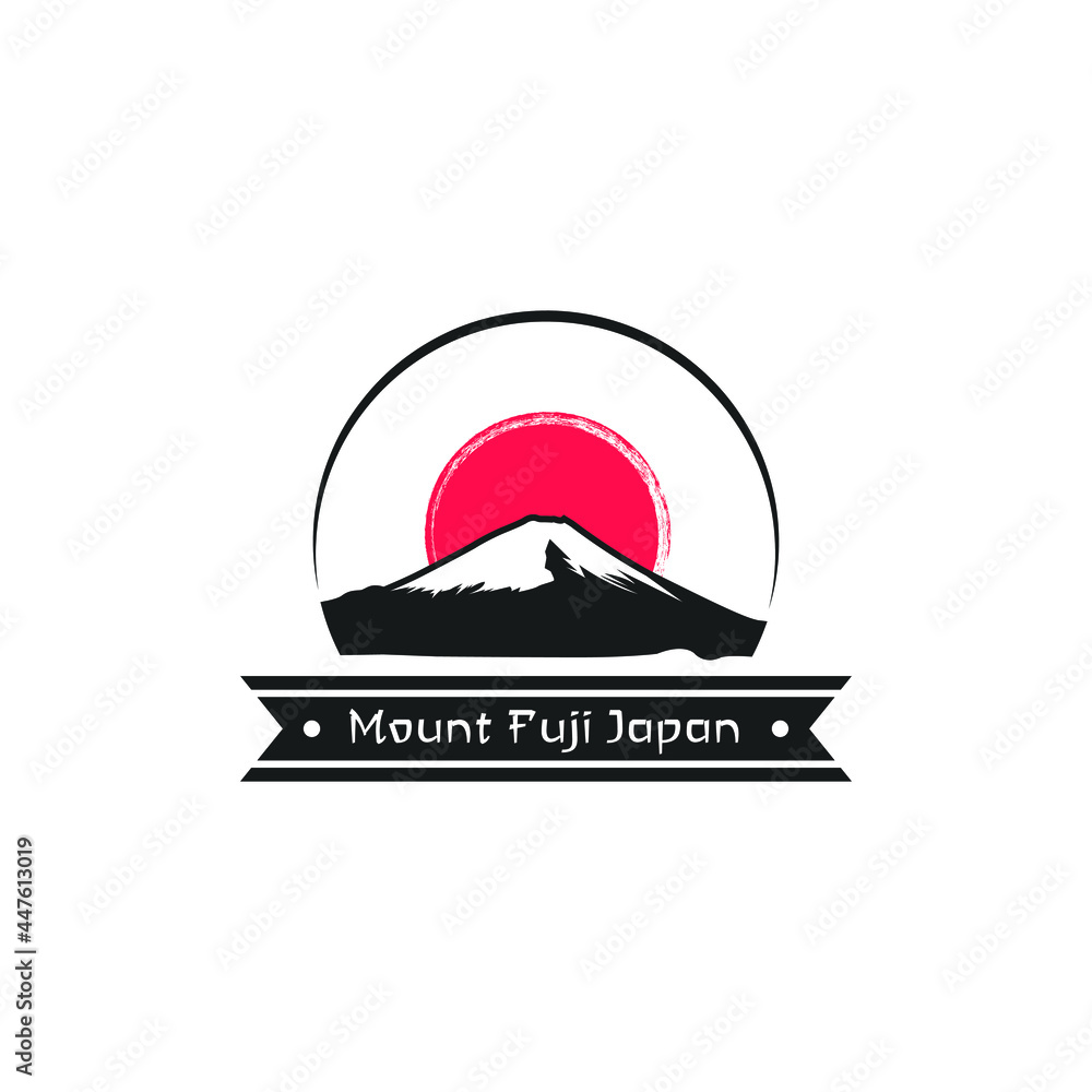 Japan's Mount Fuji logo, with a red sun behind the mountain and the ...