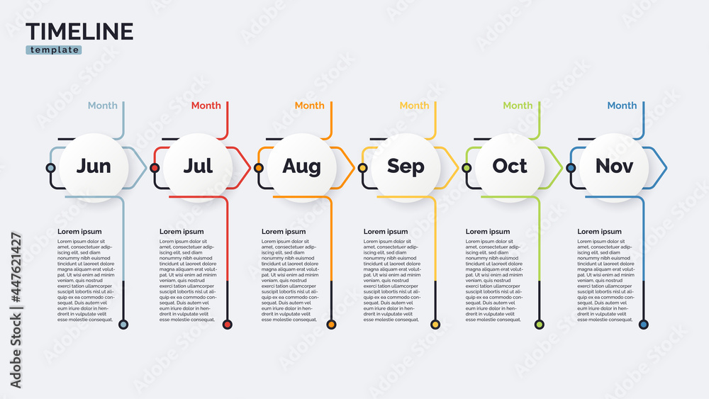 Vector timeline minimal infographic concept template with six periods ...