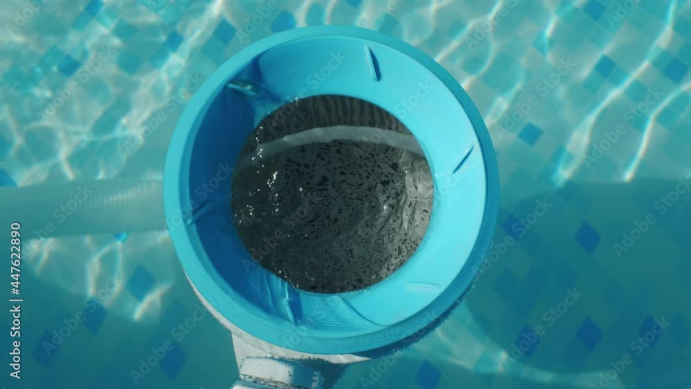 Top view of the skimmer for cleaning the surface of the water in the ...