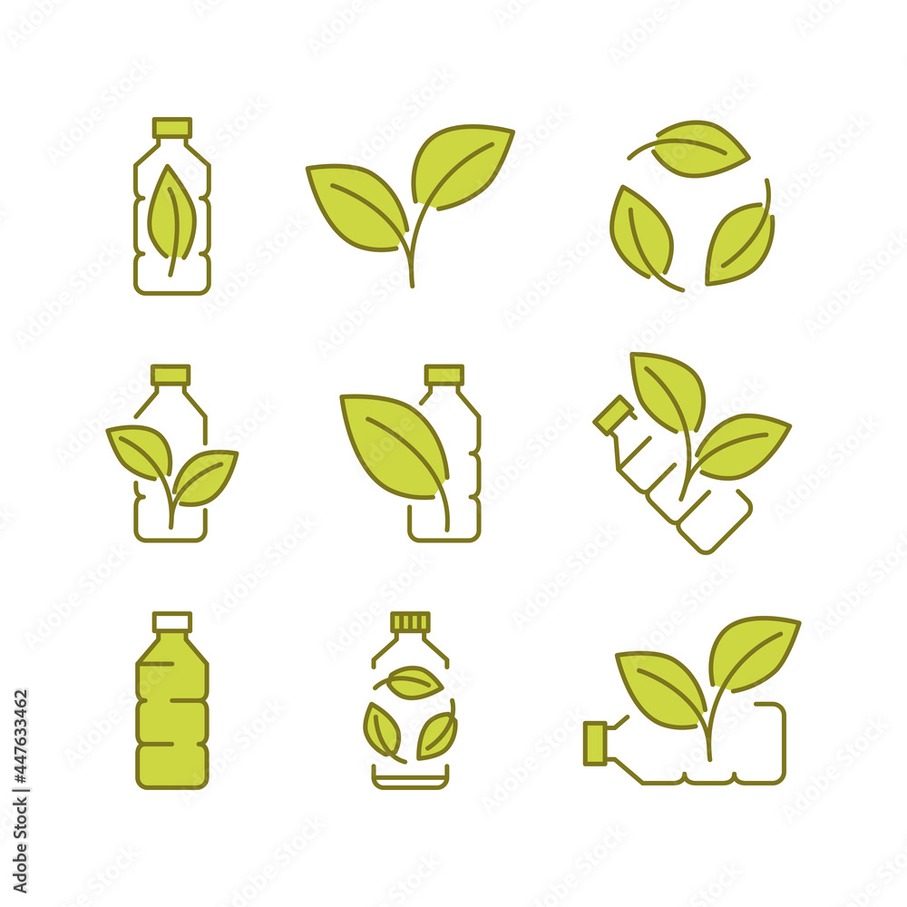 Recycle plastic bottle. Biodegradable icons. Icons of plastic bottle ...