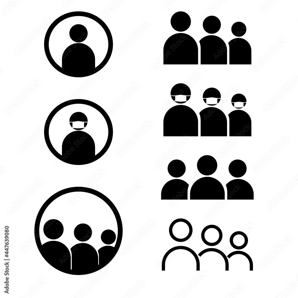 People icons in modern simple flat and lines design. People black ...