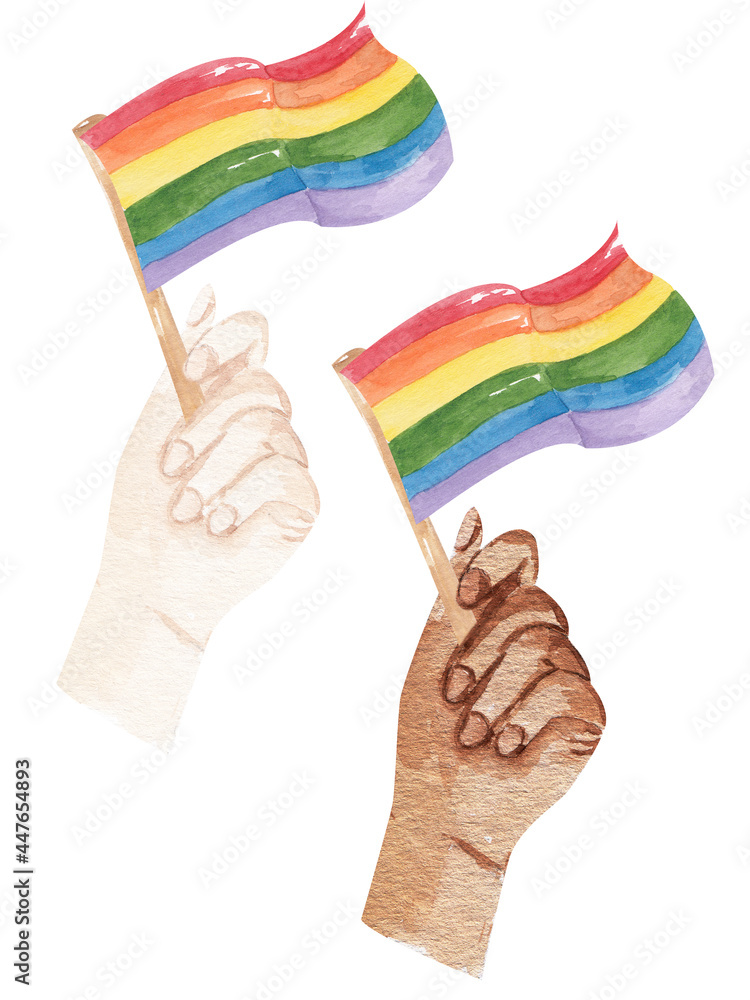 LGBTQ symbols illustration, watercolor pride month, hand Stock ...