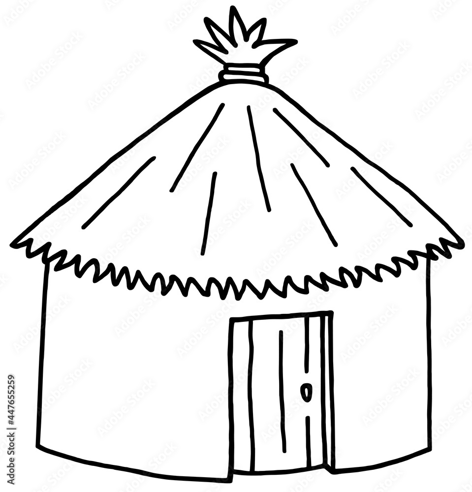 African Hut Outline Clip Art Stock Illustration | Adobe Stock