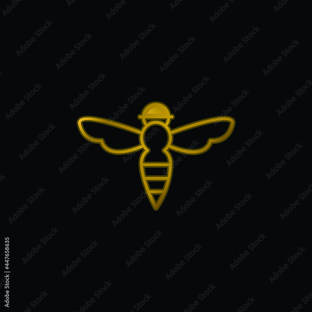 Bee With Sting Outline gold plated metalic icon or logo vector Stock ...