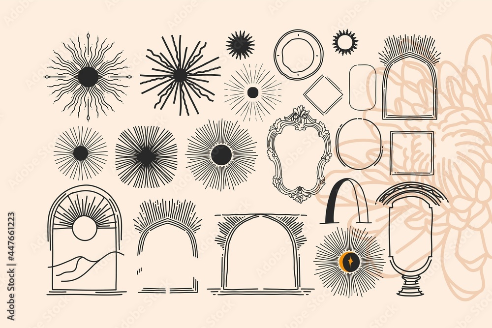 Hand drawn vector abstract stock flat graphic illustrations alchemy ...