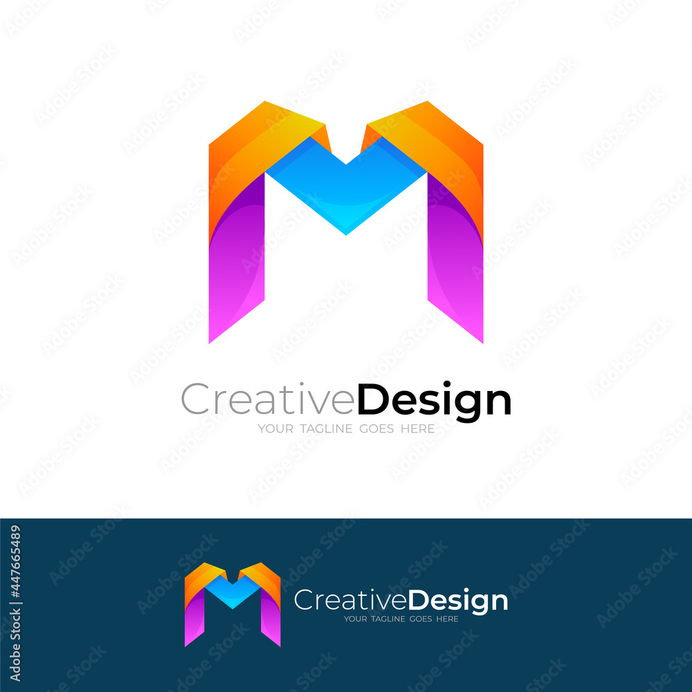 M logo design illustration, 3d colorful logos, Letter M icons Stock ...