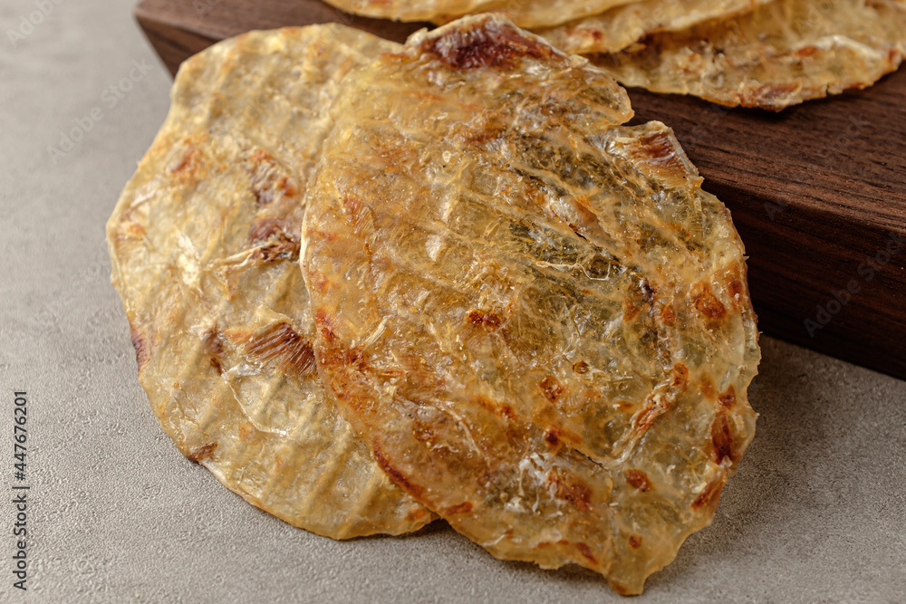 Dried fish made from dried ratfish dried filefish fillet Stock Photo ...