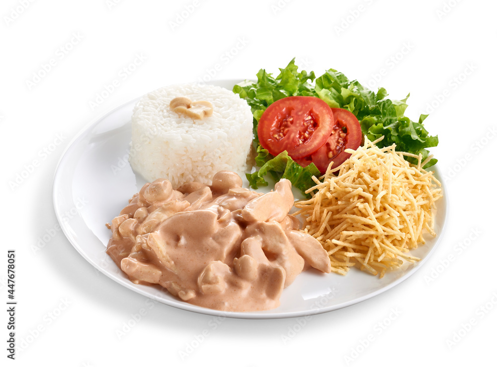 Foto de Prato executivo de Strogonoff de frango, arroz, salada e ...