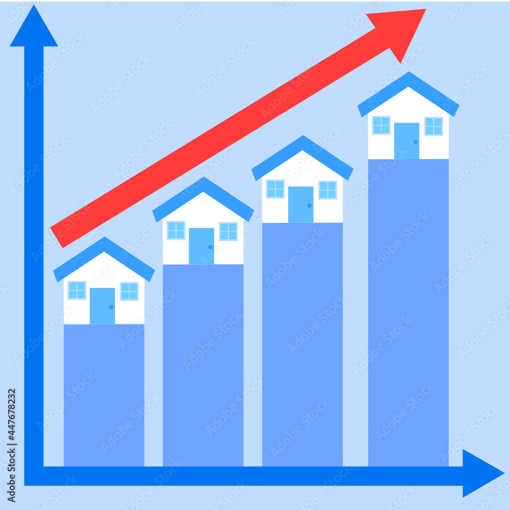 Real estate and growth graph.The house will be priced higher in the ...