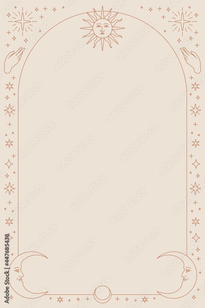 Celestial icons vector phone background with frame on beige Stock ...