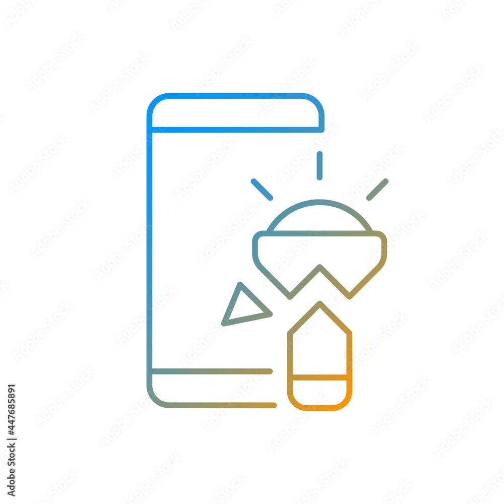 Flashlight not working gradient linear vector icon. Broken torchlight ...