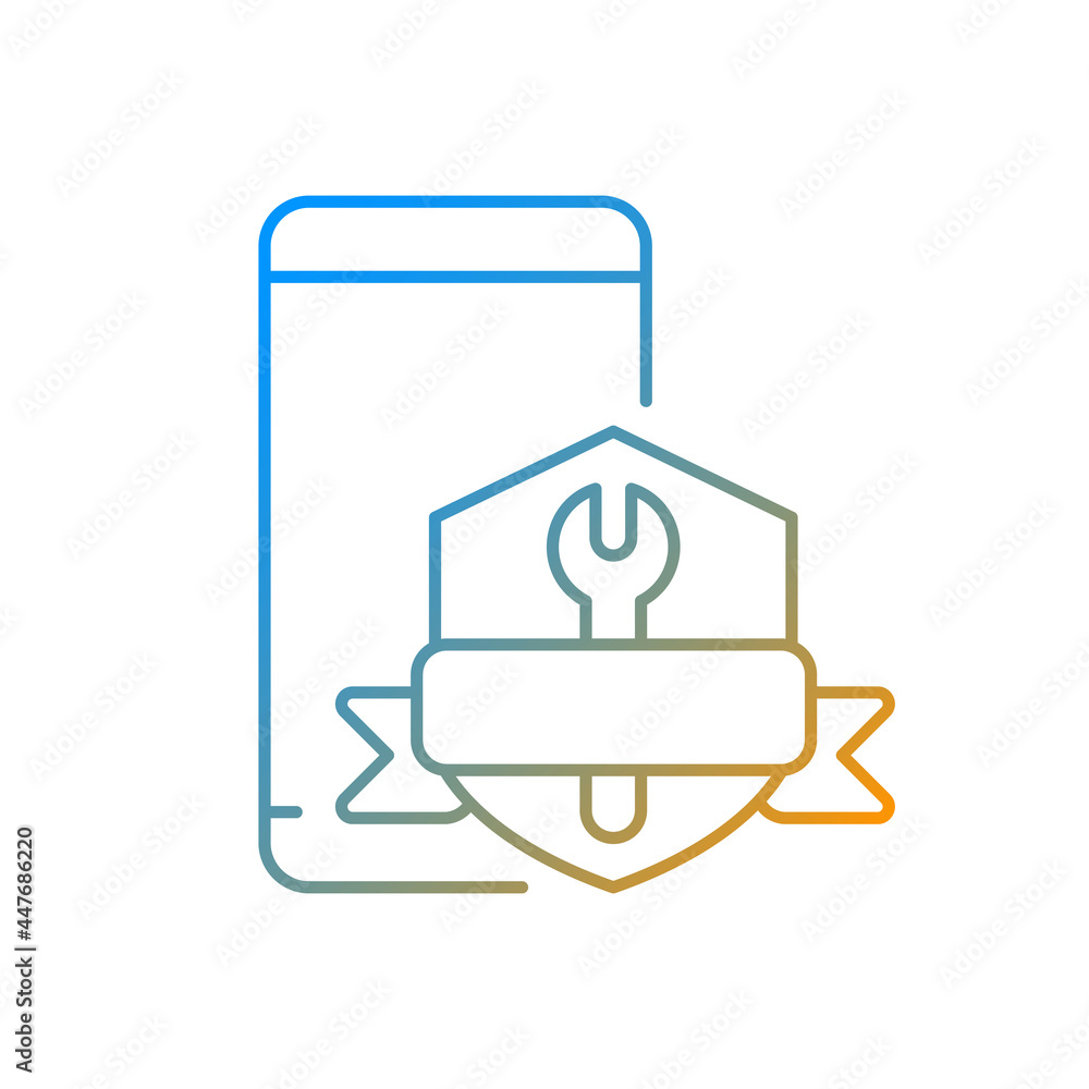 Phone repair warranty gradient linear vector icon. Broken phone ...