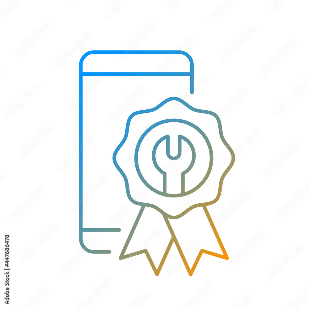 Certified repairs gradient linear vector icon. Smartphone authorized ...