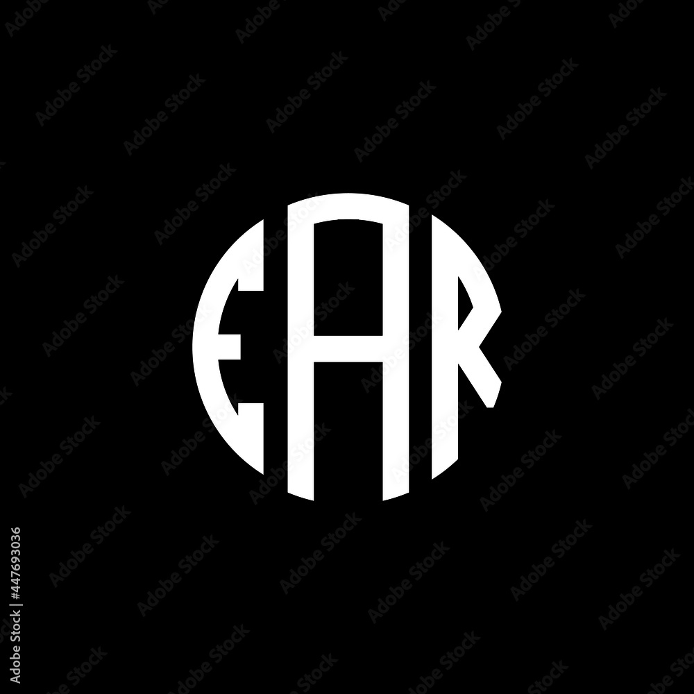 EAR letter logo design. EAR letter in circle shape. EAR Creative three ...