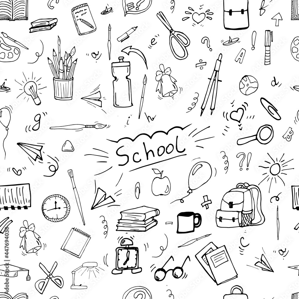 hand drawn school doodles Stock Illustration | Adobe Stock