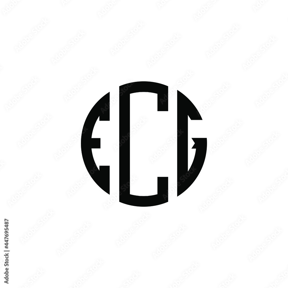 ECG letter logo design. ECG letter in circle shape. ECG Creative three ...