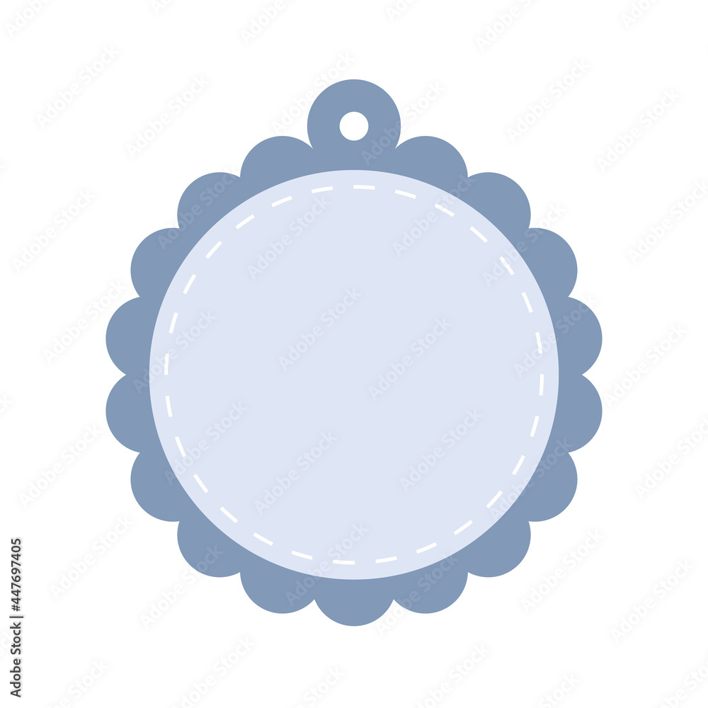 Scalloped circle hang tag icon. Clipart image isolated on white ...