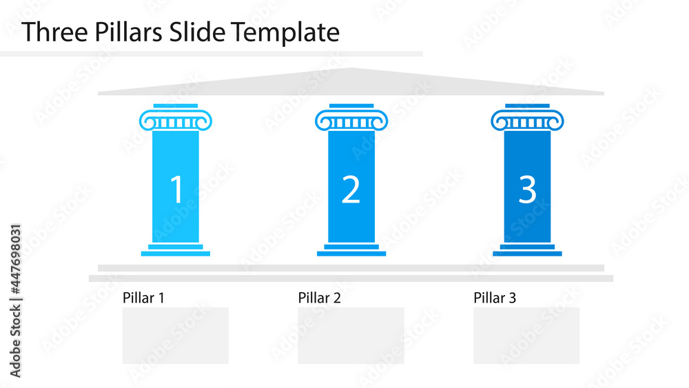 Three pillars slide template. Clipart image Stock Vector | Adobe Stock