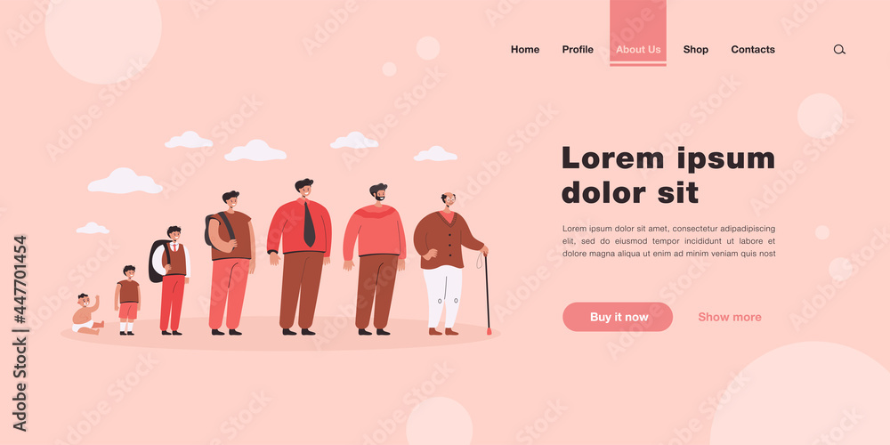 Cartoon illustration of person life evolution. Flat vector illustration ...