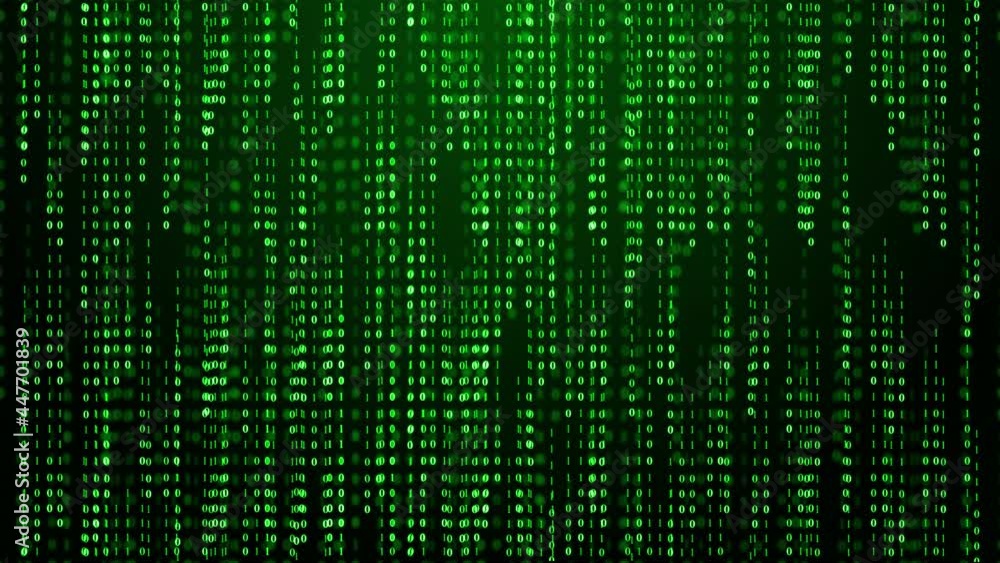 Binary code Loop green matrix number Animation background with digits moving digital age ...