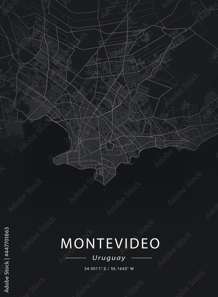 Map of Montevideo, Uruguay Stock Illustration | Adobe Stock