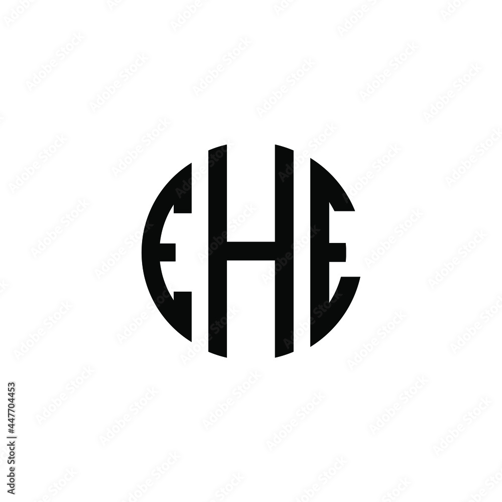 EHE letter logo design. EHE letter in circle shape. EHE Creative three ...