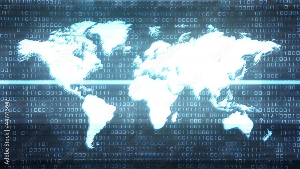 4K Loop Glitch Animation of Futuristic global communication broadband ...