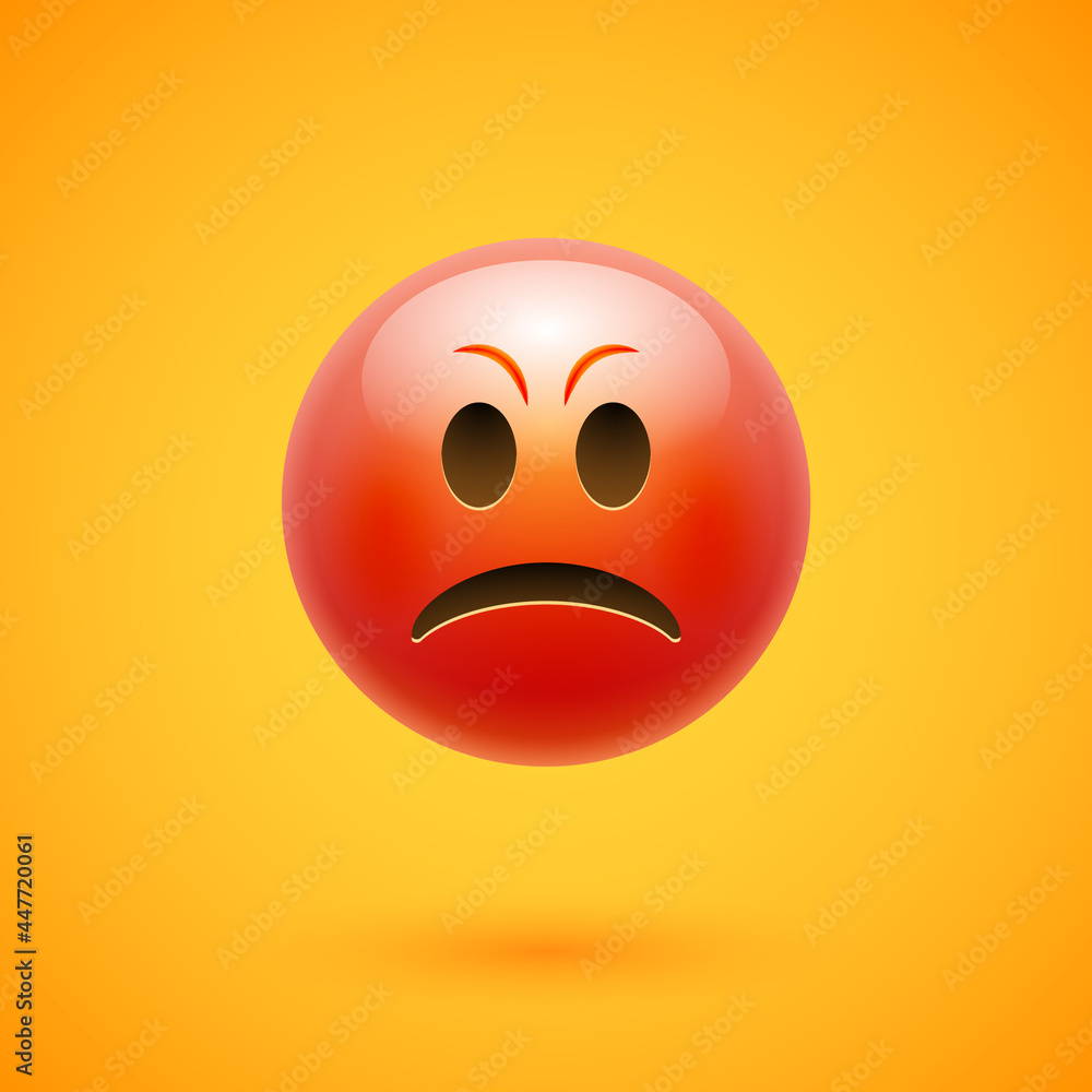 Angry emoticon emoji anger face. Angry emotion reaction furious 3d ...