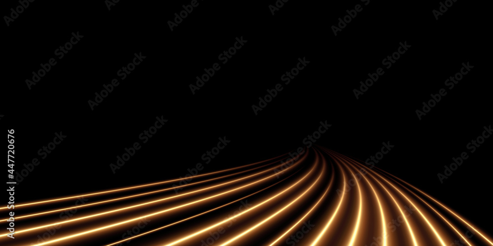 Luminous gold wavy line of light on a transparent background. Gold ...