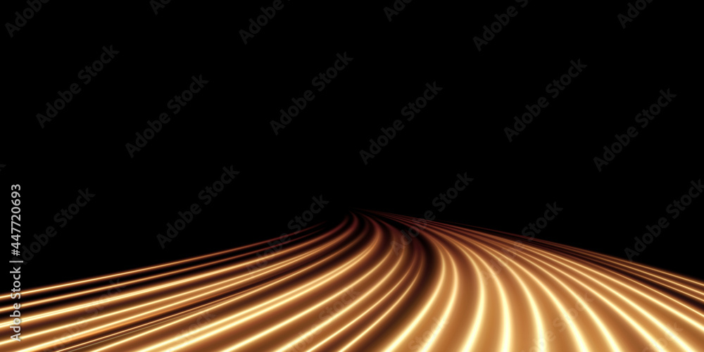 Luminous gold wavy line of light on a transparent background. Gold ...