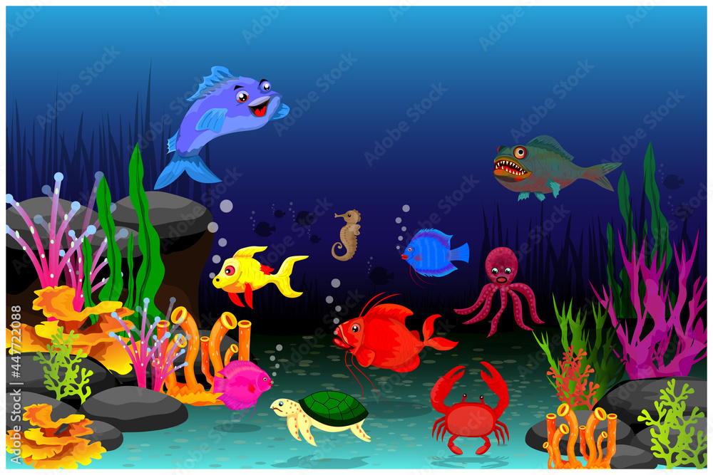 beauty of sea life vector design Stock Vector | Adobe Stock