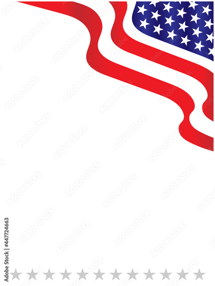 USA flag symbols wavy corner border frame with empty space for text ...