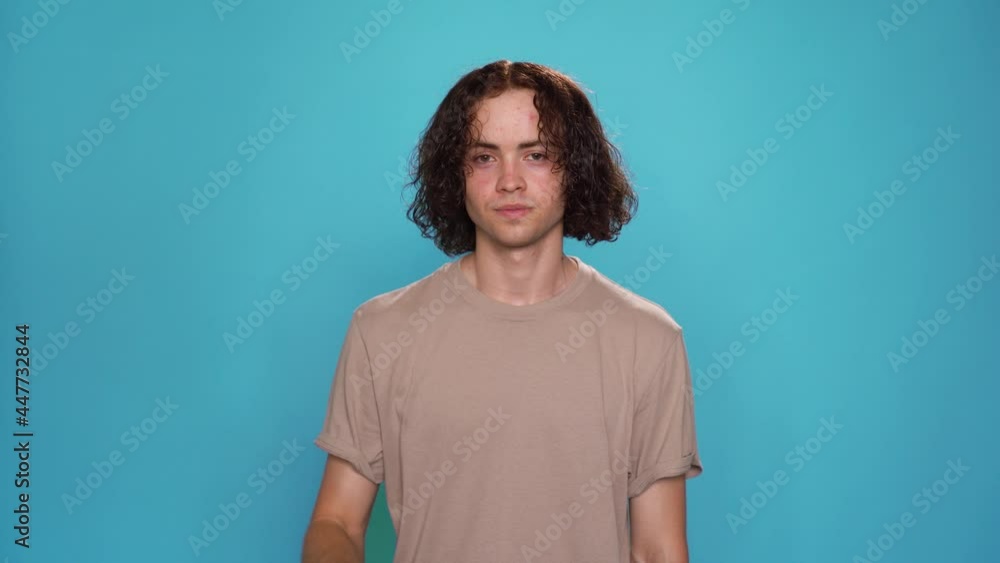 Crop View Of Caucasian male Person Looking To Camera And Showing With ...