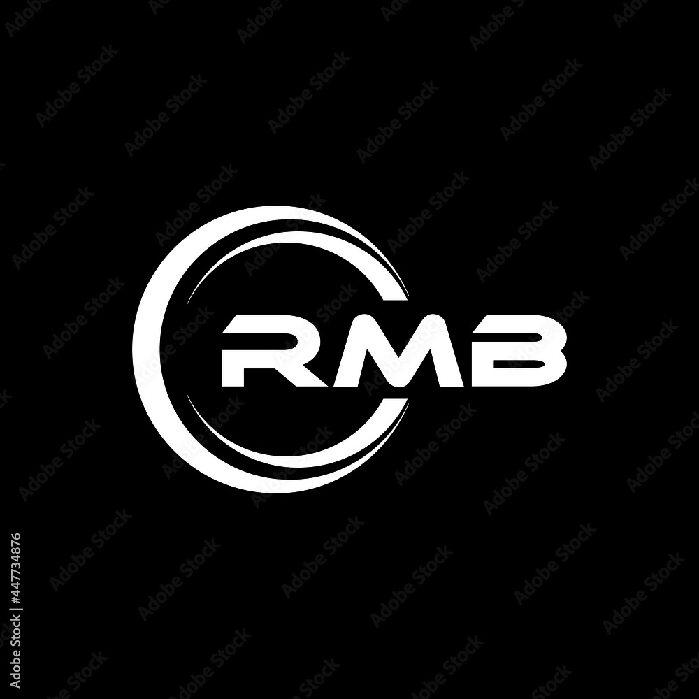 RMB letter logo design with black background in illustrator, cube logo ...