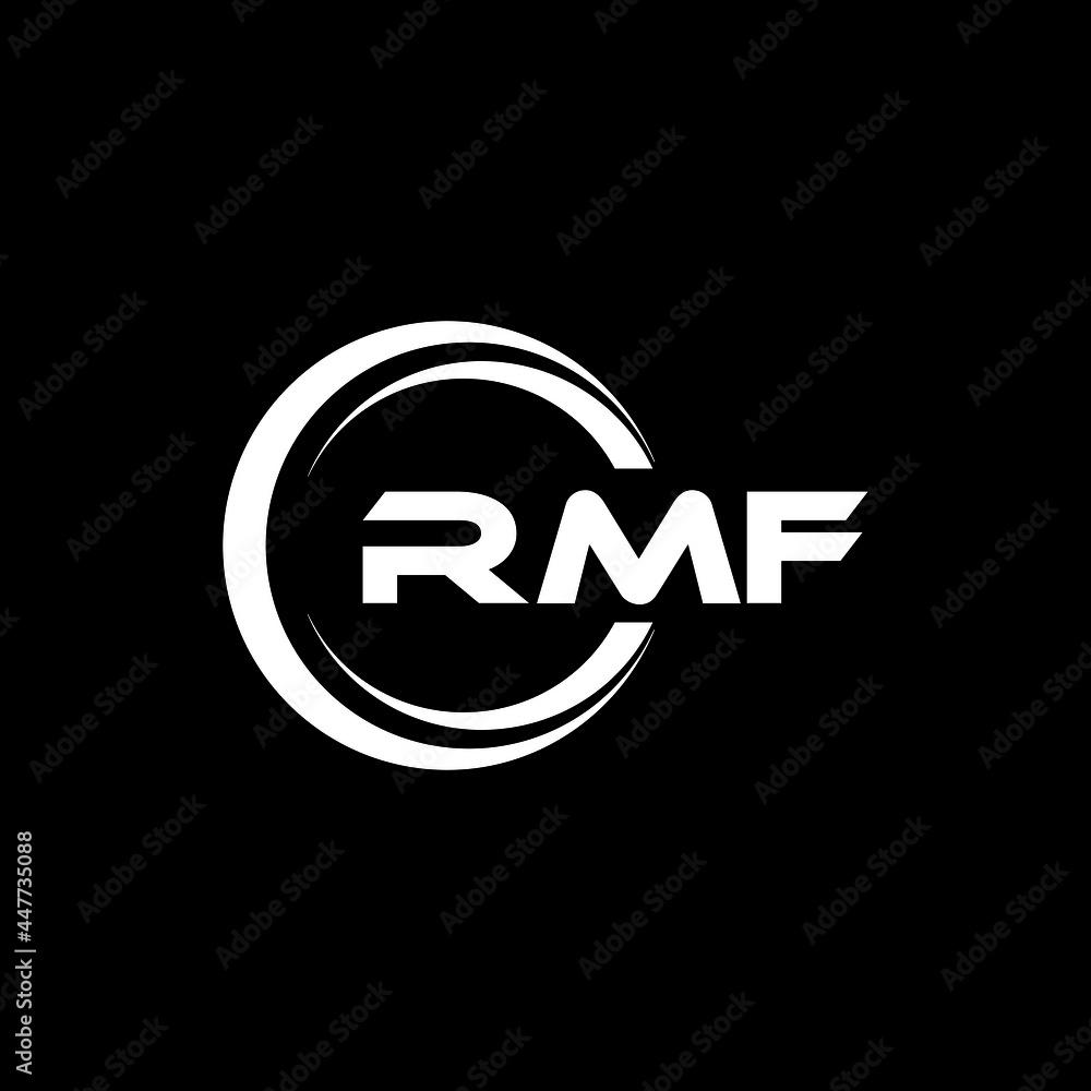 RMF letter logo design with black background in illustrator, cube logo ...