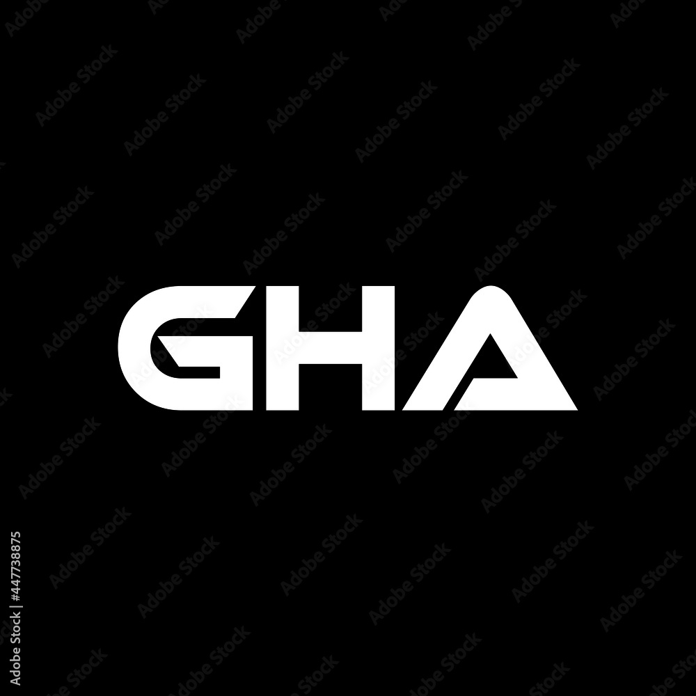 GHA letter logo design with black background in illustrator, vector ...
