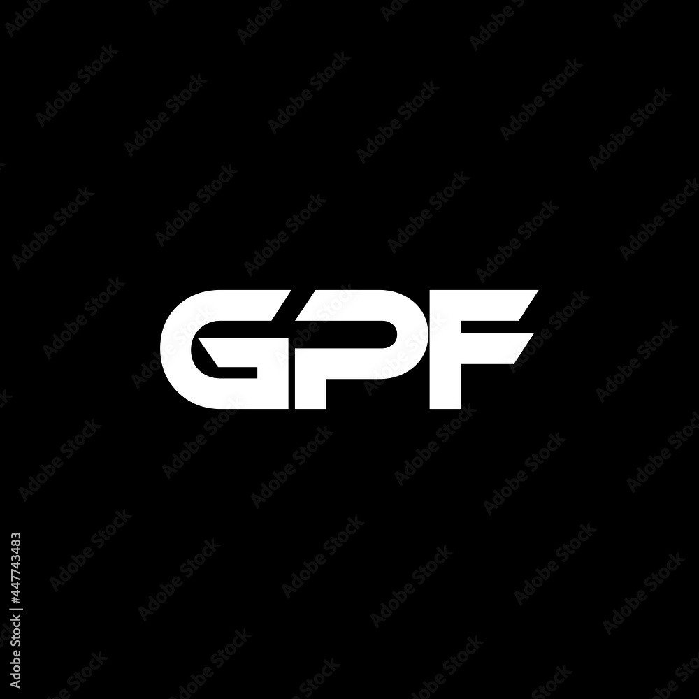 Vecteur Stock GPF letter logo design with black background in ...