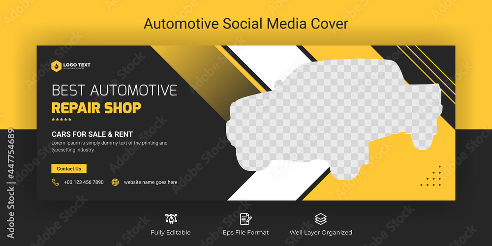 Automotive social media and facebook cover banner template, Luxury car ...