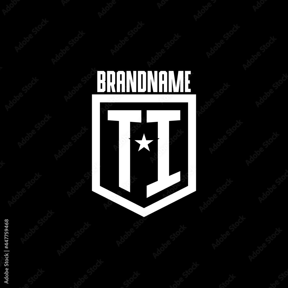 TI initial gaming logo with shield and star style design Stock Vector ...