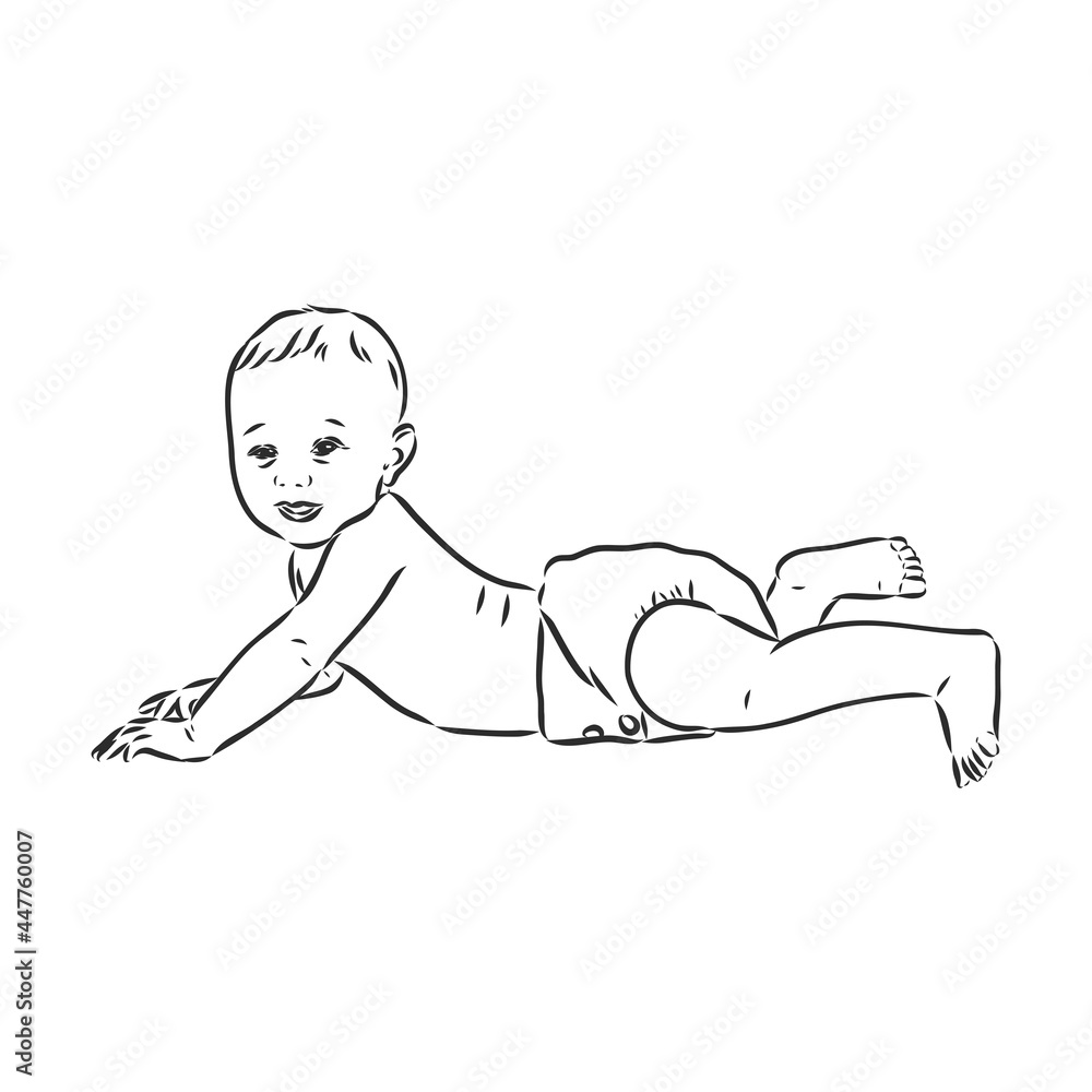 Baby figure. Front, side and back view. Beautiful body boy, character ...