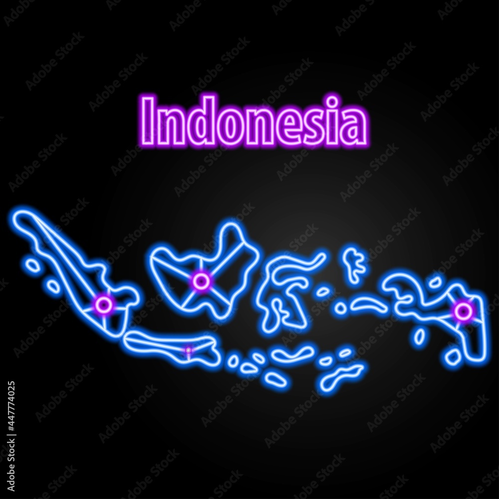 Indonesia neon map, isolated vector illustration. Stock Vector | Adobe ...