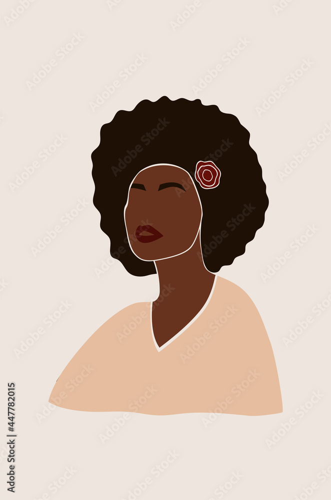 Portrait of faceless woman. Abstract black girl with fashion hairstyle ...