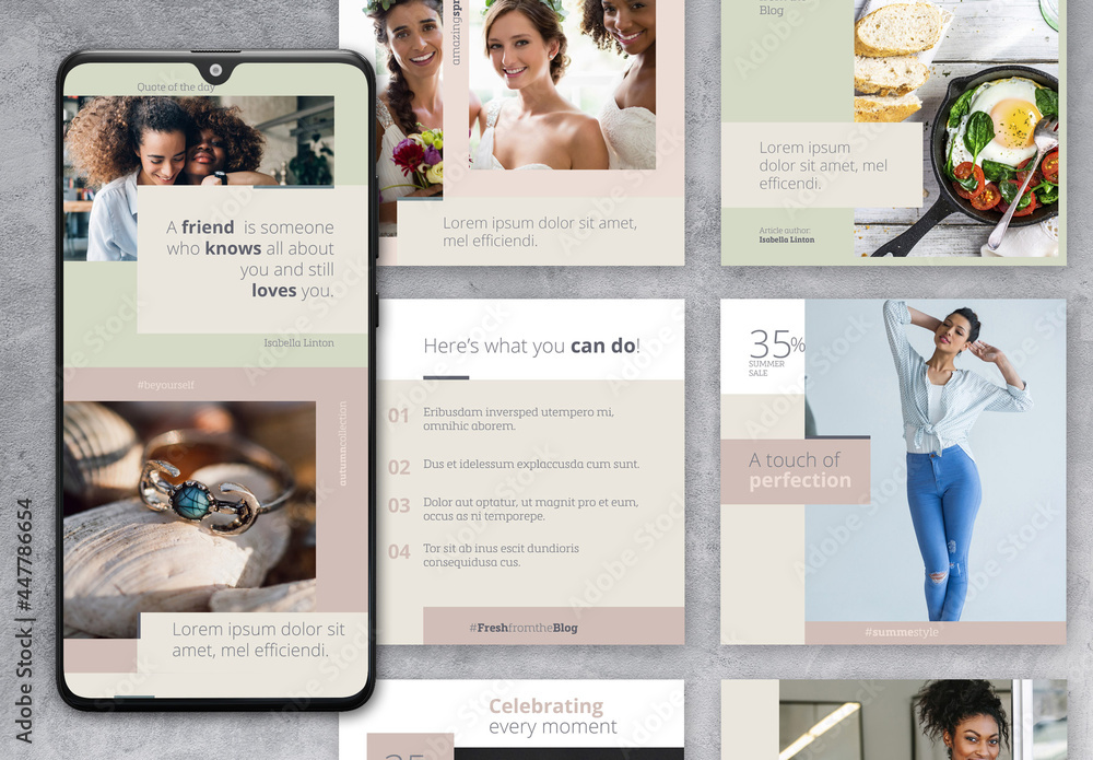 Blog and Promotion Social Media Layouts with Pastel Accents Stock ...