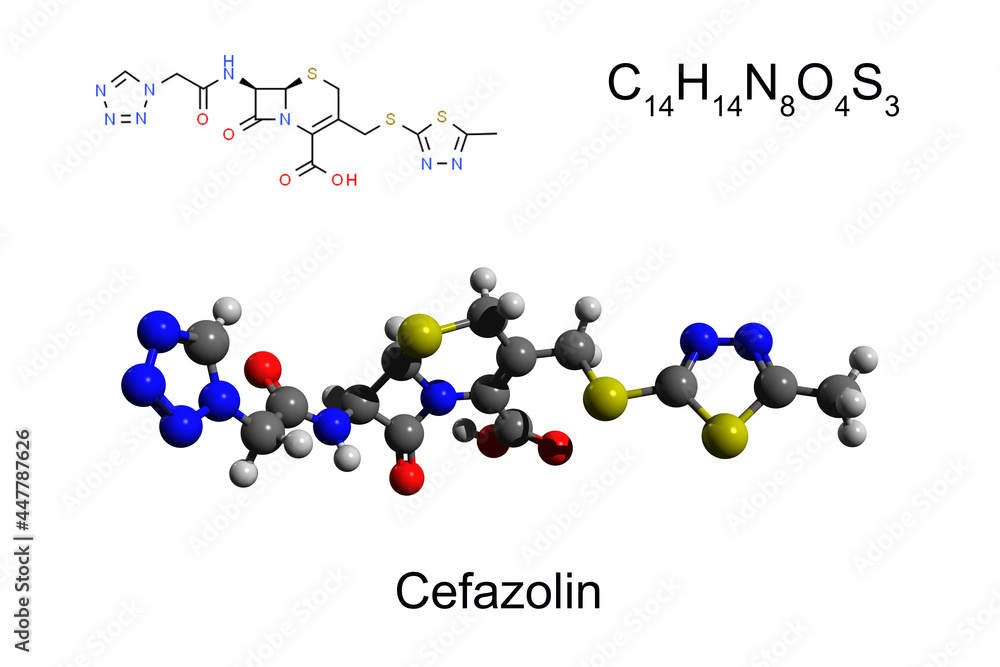 Chemical formula, structural formula and 3D ball-and-stick model of ...