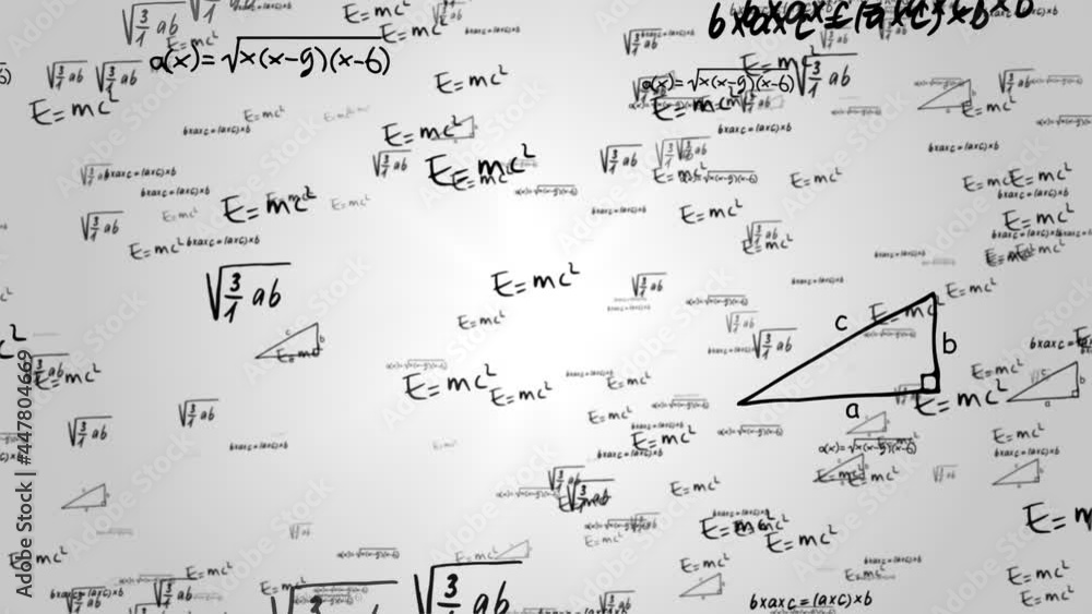 Math equations and formulas flying and disappearing in distance loop ...