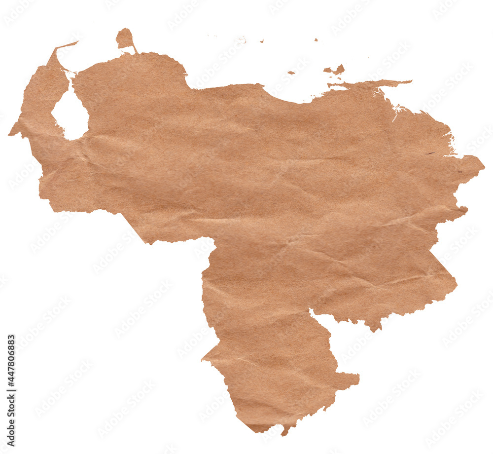 Map of Venezuela made with crumpled kraft paper. Handmade map with ...