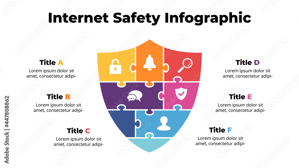 Creative vector protection puzzle infographic. Abstract shield diagram ...