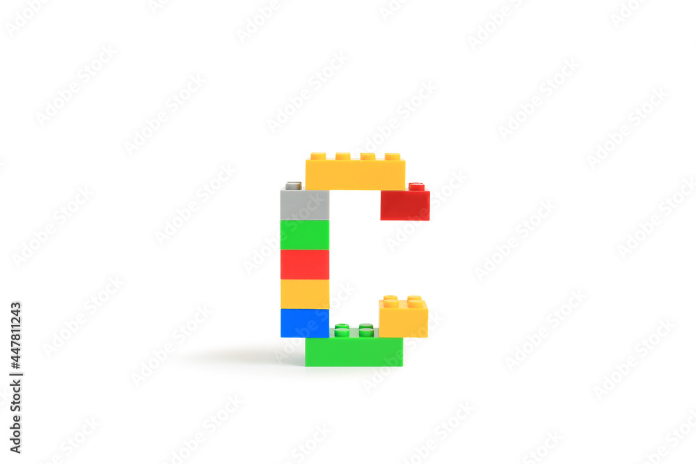 Alphabet letters C from colorful plastic brick block constructor ...